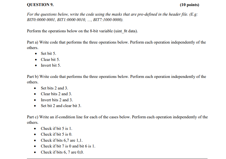 Solved QUESTION 9 (10 points) For the questions below, write | Chegg.com