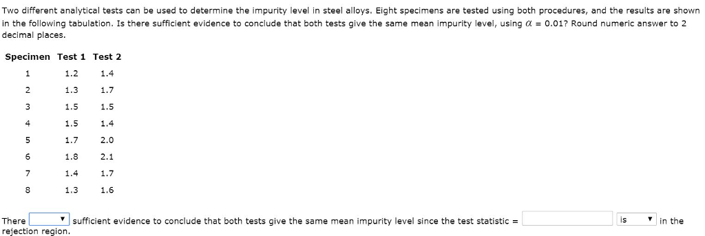 Solved Two different analytical tests can be used to | Chegg.com