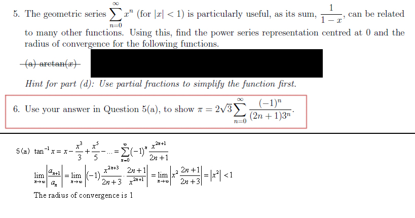 Solved 5. The geometric series 〉 he geometric series Σ r" | Chegg.com