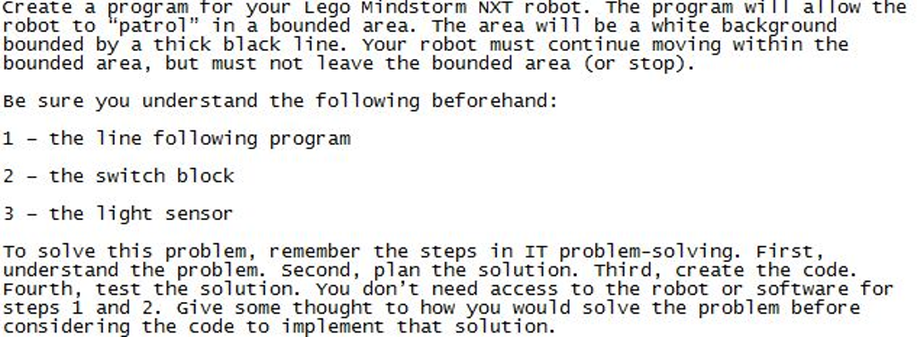 Create a program for your Lego Mindstorm NXT robot. | Chegg.com