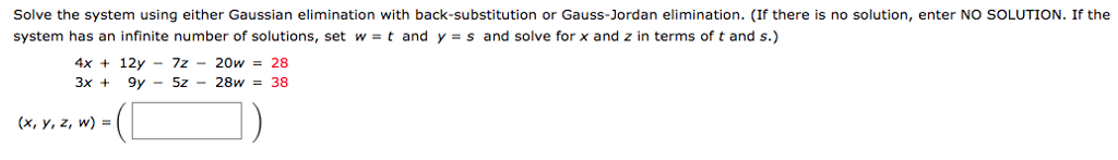 Solved Solve The System Using Either Gaussian Elimination