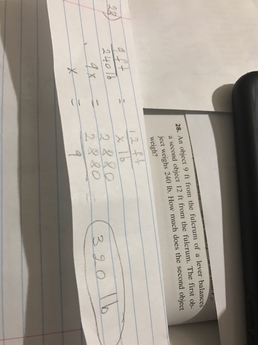 Solved An object 9 ft from the fulcrum of a lever balances a | Chegg.com