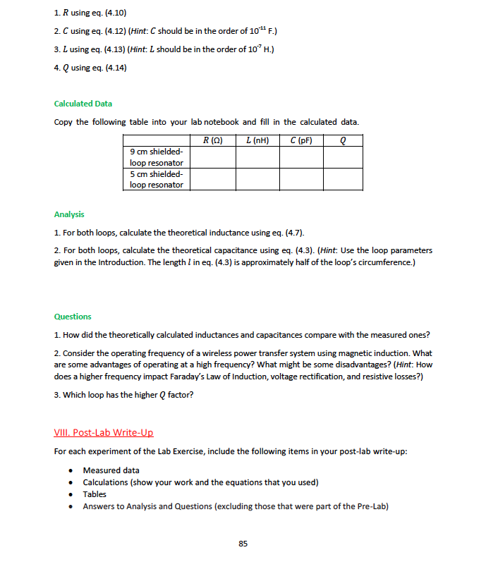 Lab Exercise 4: Shielded-Loop Resonators Objective | Chegg.com