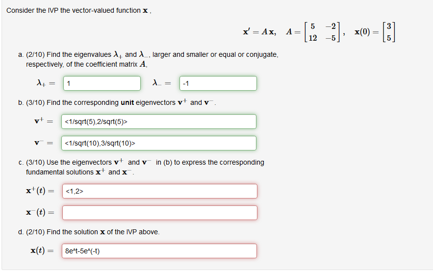 Solved Consider the IVP the vector-valued function x. x' = | Chegg.com