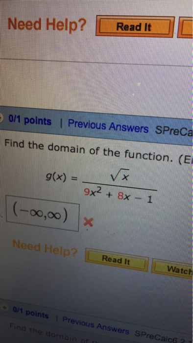 Solved Find the domain of the function. g(x) = Squareroot | Chegg.com