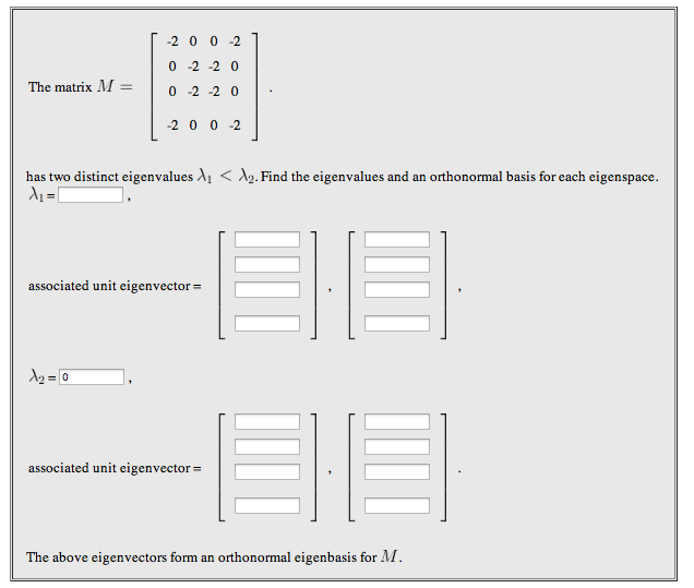 Solved The matrix M = has two distinct eigenvalues lambda1 | Chegg.com