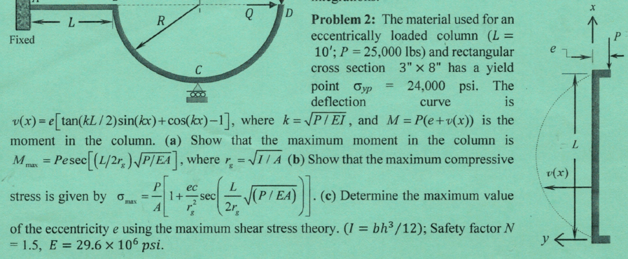 Solved Problem 2: The material used for an eccentrically | Chegg.com