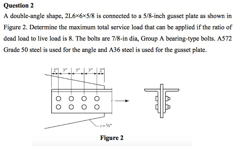 Solved Question 2 A double-angle shape, 2L6x6x5/8 is | Chegg.com