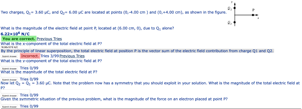 Solved Two charges, Q1= 3.60 yC, and Q2= 6.00 ?C are located | Chegg.com