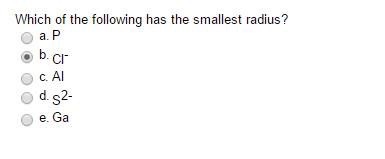 Solved Which of the following has the smallest radius? P | Chegg.com