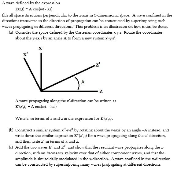 Solved A wave defined by the expression E (z,t) = A | Chegg.com