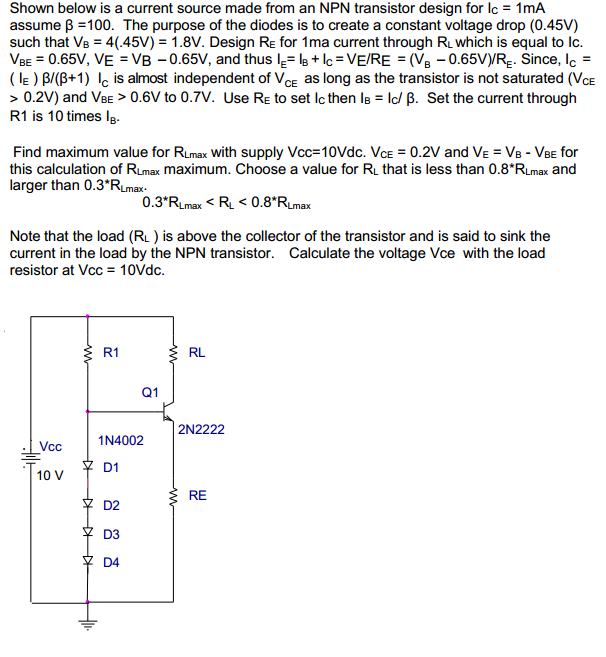 Solved Design a PNP current source for Ic = 1 mA, similar to | Chegg.com