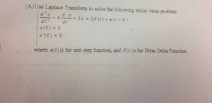 Solved Use Laplace Transform to solve the following initial | Chegg.com