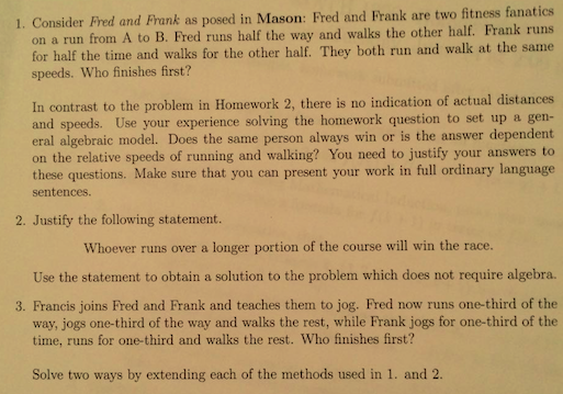 Solved Consider Fred and Frank as posed in Mason: Fred and | Chegg.com