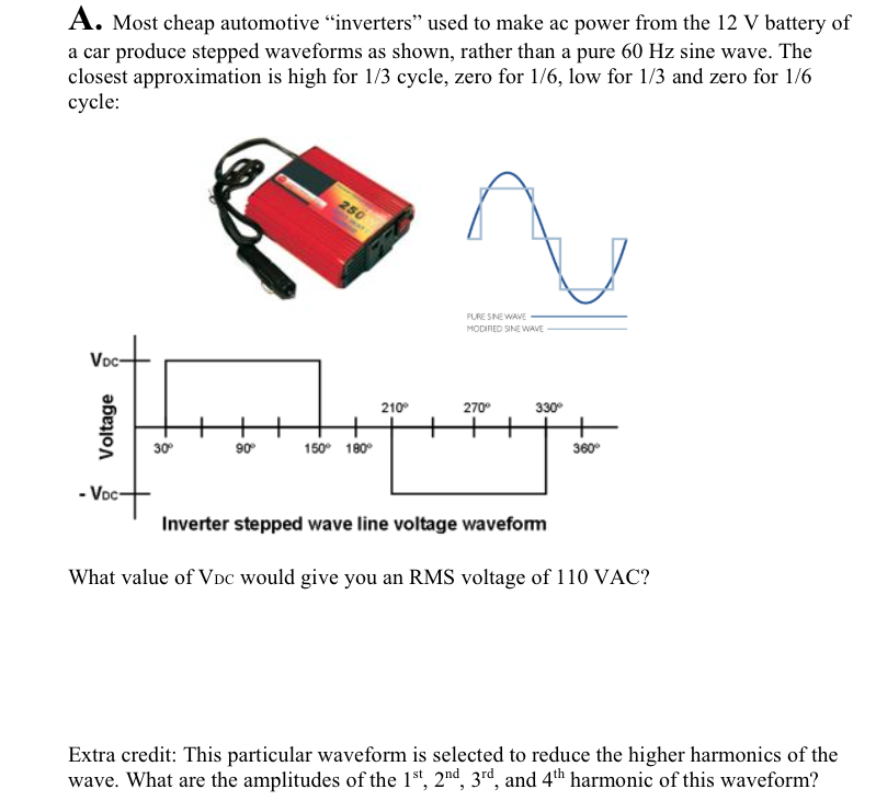 Solved A. Most cheap automotive "inverters'' used to make ac | Chegg.com