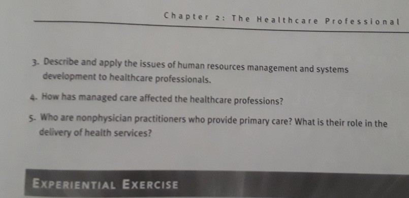 Solved Chapter 2: The Healthcare Professional 3. Describe | Chegg.com