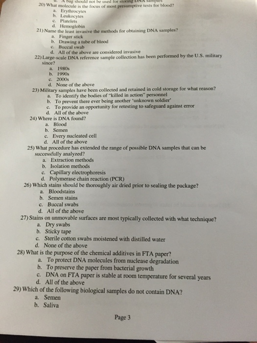Solved What molecule is the focus of most presumptive test | Chegg.com