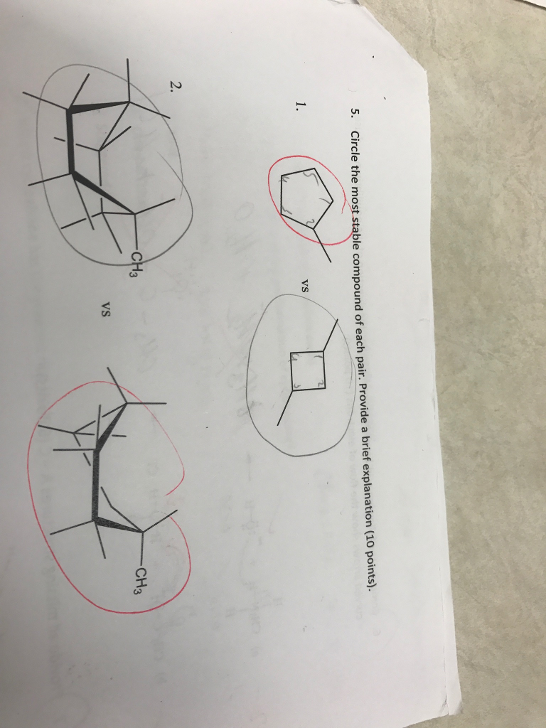 Solved Circle the most stable compound of each pair. Provide | Chegg.com