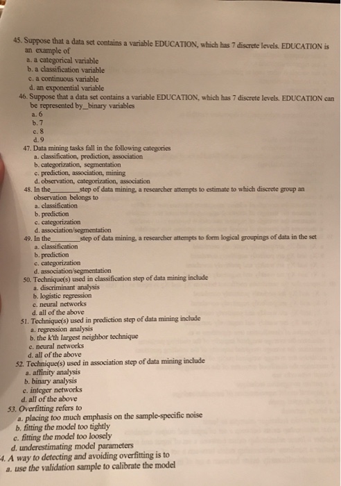 Solved 45. Suppose that a data set contains a variable | Chegg.com