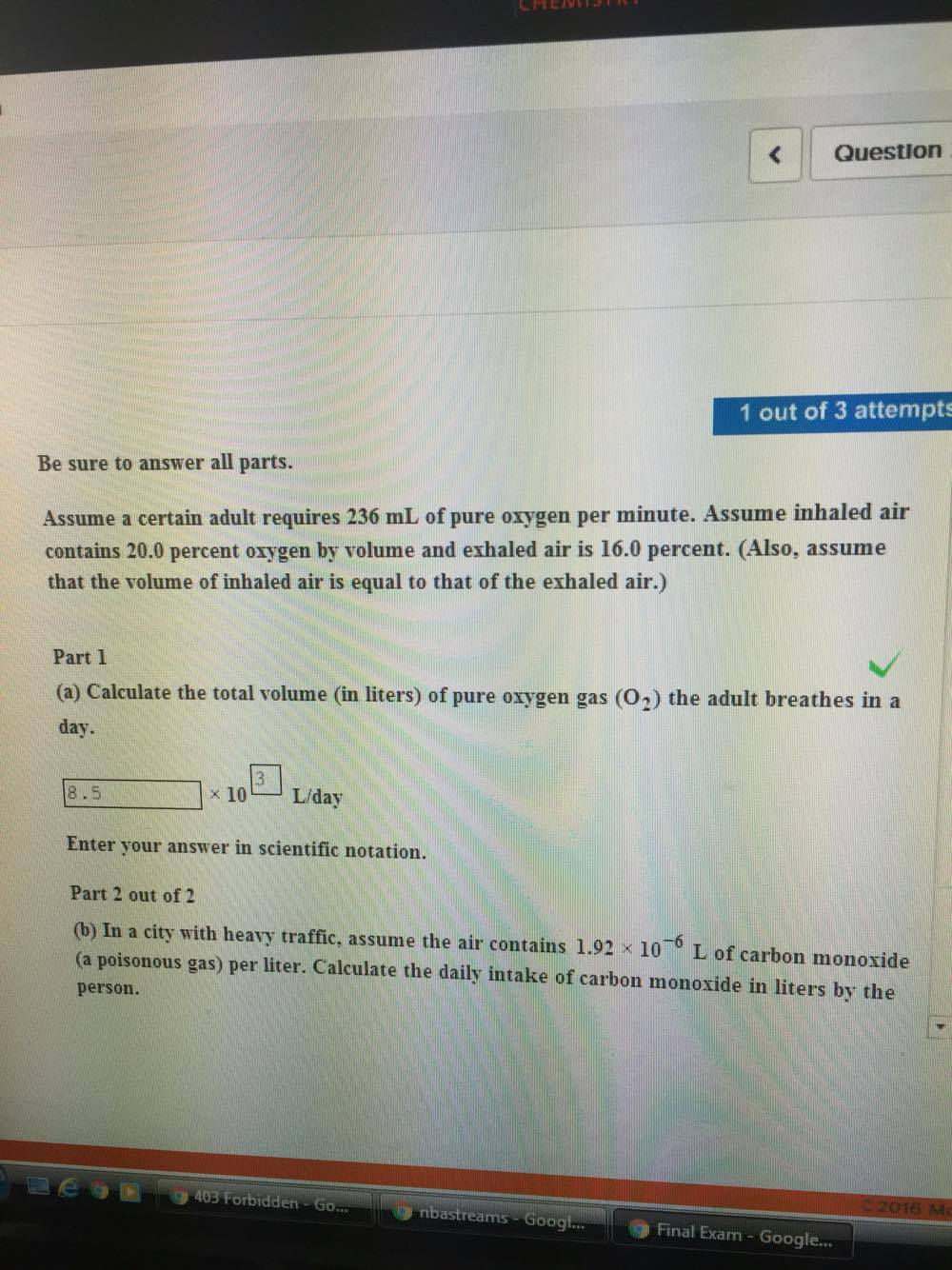 Solved Assume a certain adult requires 236 mL of pure oxygen | Chegg.com