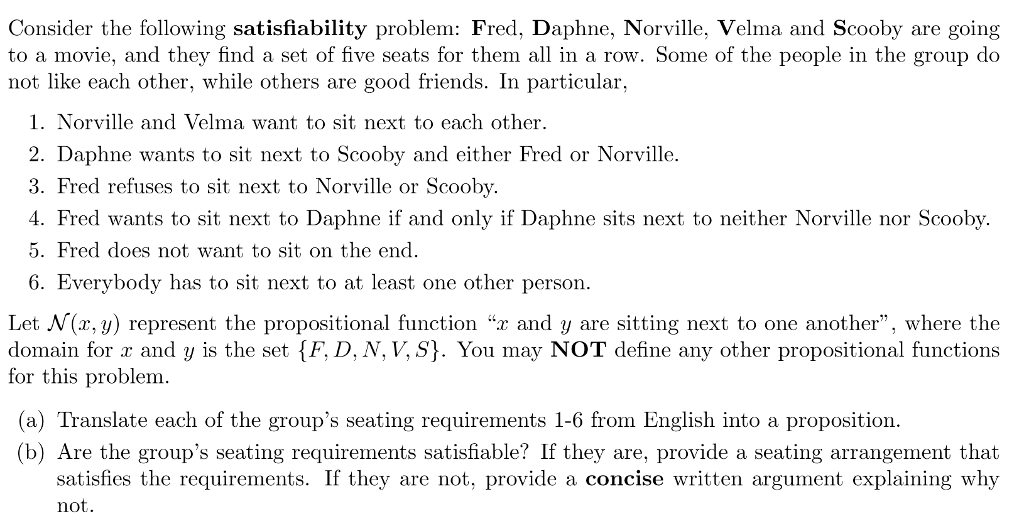 Solved Consider the following satisfiability problem: Fred, | Chegg.com