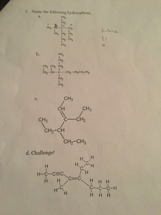 Solved Name the following hydrocarbons. | Chegg.com
