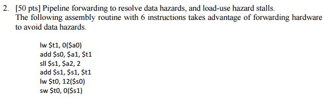 Solved 2. 150 pts] Pipeline forwarding to resolve data | Chegg.com