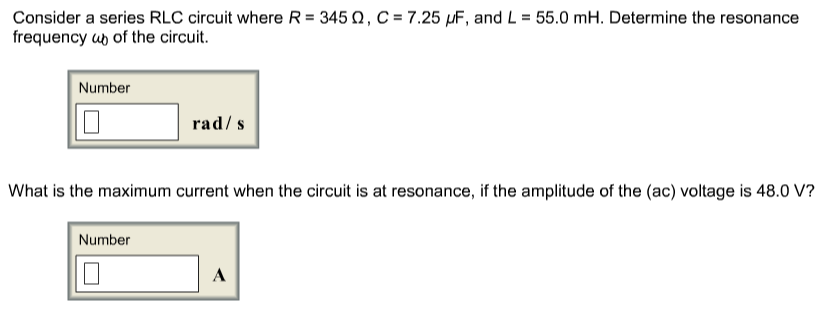 Solved Consider a series RLC circuit where R=345 Omega, | Chegg.com