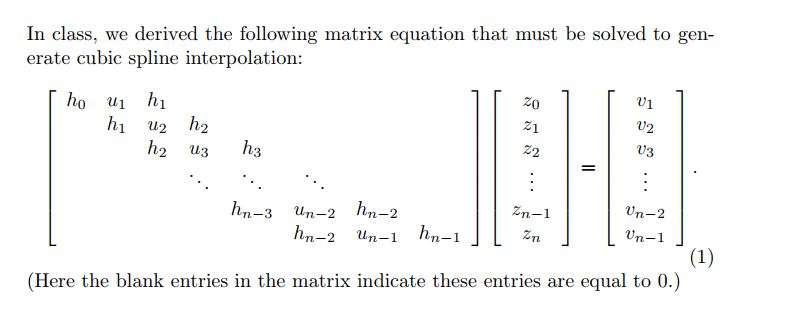 In class, we derived the following matrix equation | Chegg.com