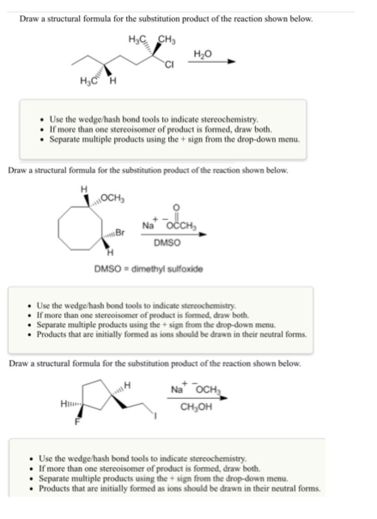 Solved Draw a structural formula for the substitution | Chegg.com