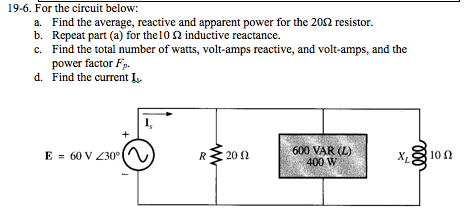 Solved 19-6. For the circuit below: a.Find the average, | Chegg.com