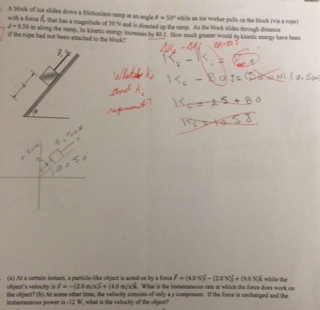 Solved A block of ice slides down a frictionless ramp at an | Chegg.com