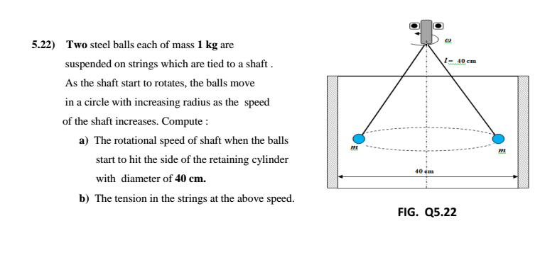 Solved 5.22 Two steel balls each of mass 1 kg are suspended | Chegg.com