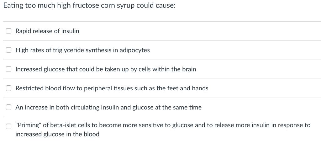 Solved I have a question on high fructose corn syrup and | Chegg.com