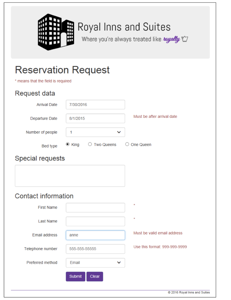 Solved Royal Inns and Suites Where you're always treated | Chegg.com