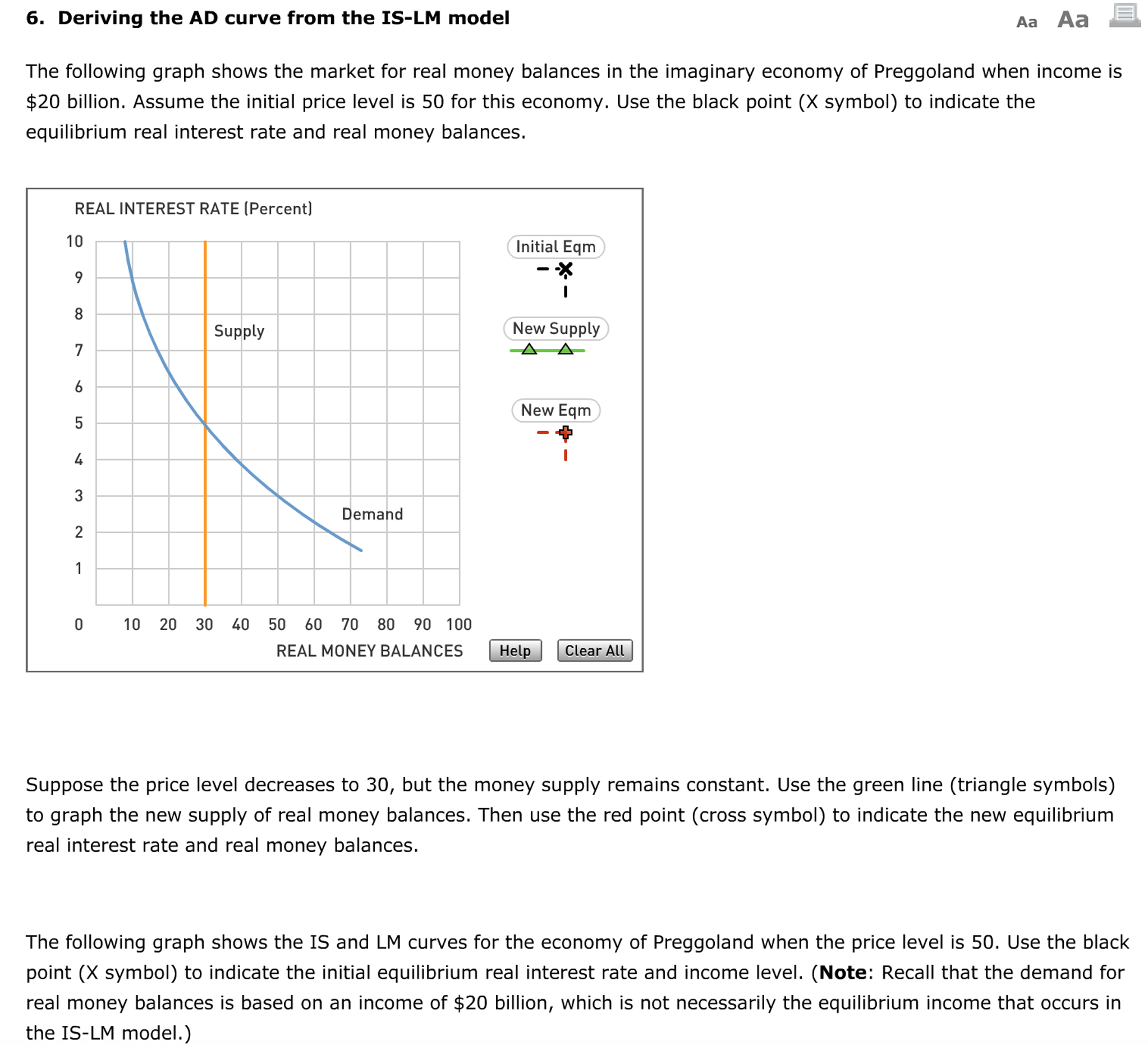 Solved 6. Deriving the AD curve from the IS-LM model Aa Aa | Chegg.com