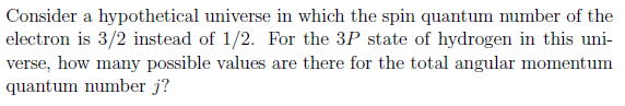 Solved List the possible values for the total angular | Chegg.com