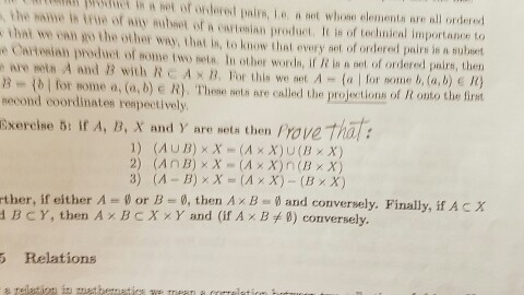 Solved If A, B, X and Y are sets then Prove that: (A union | Chegg.com
