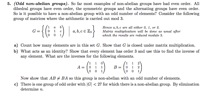 Solved So far most examples of non-abelian groups have had | Chegg.com
