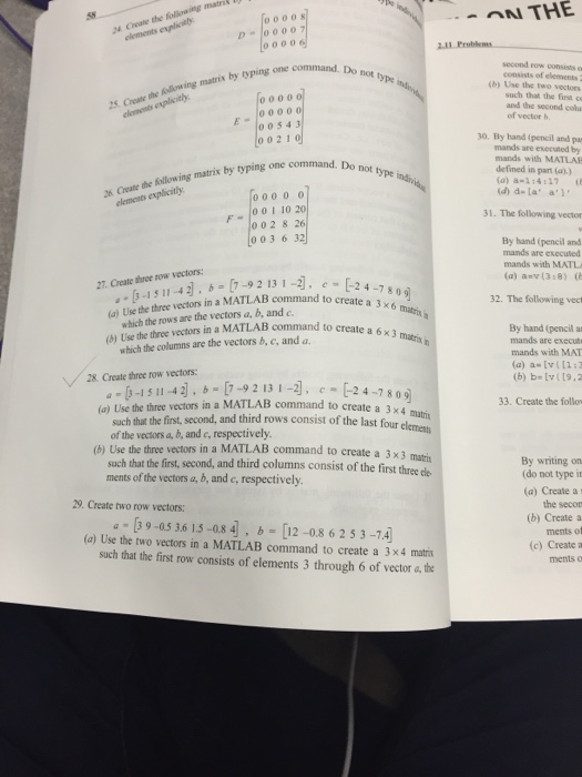 Solved Create the following matrix by typing one command do | Chegg.com