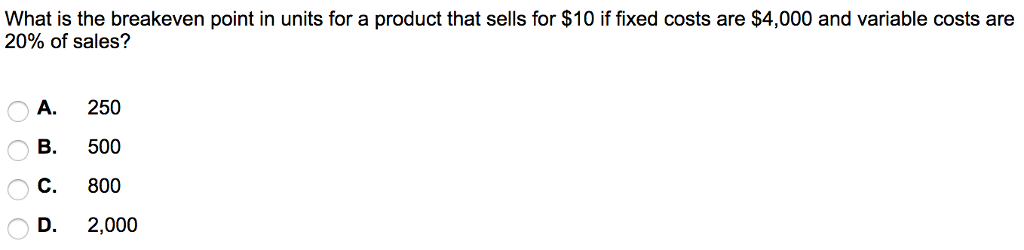 Solved What is the breakeven point in units for a product | Chegg.com