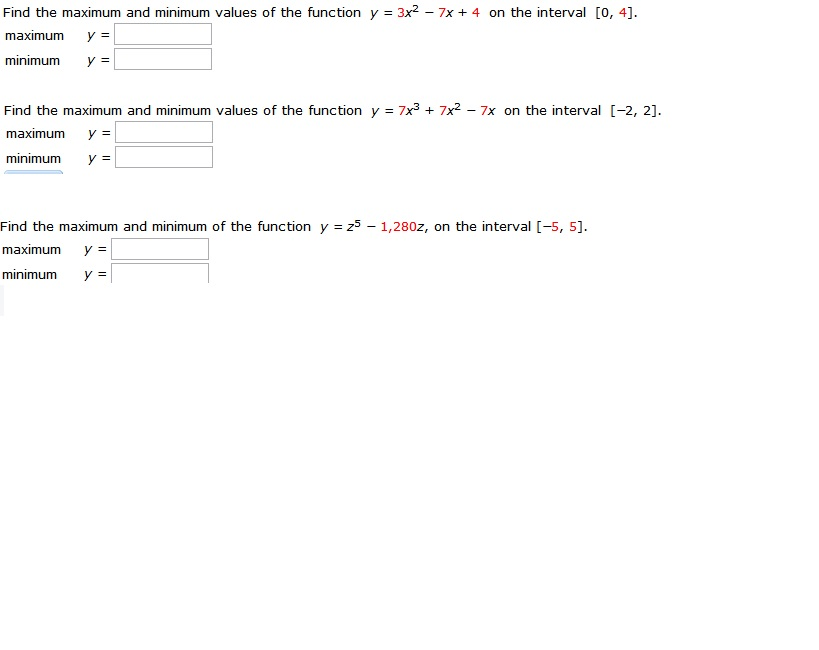 Solved Find The Maximum And Minimum Values Of The Function Y
