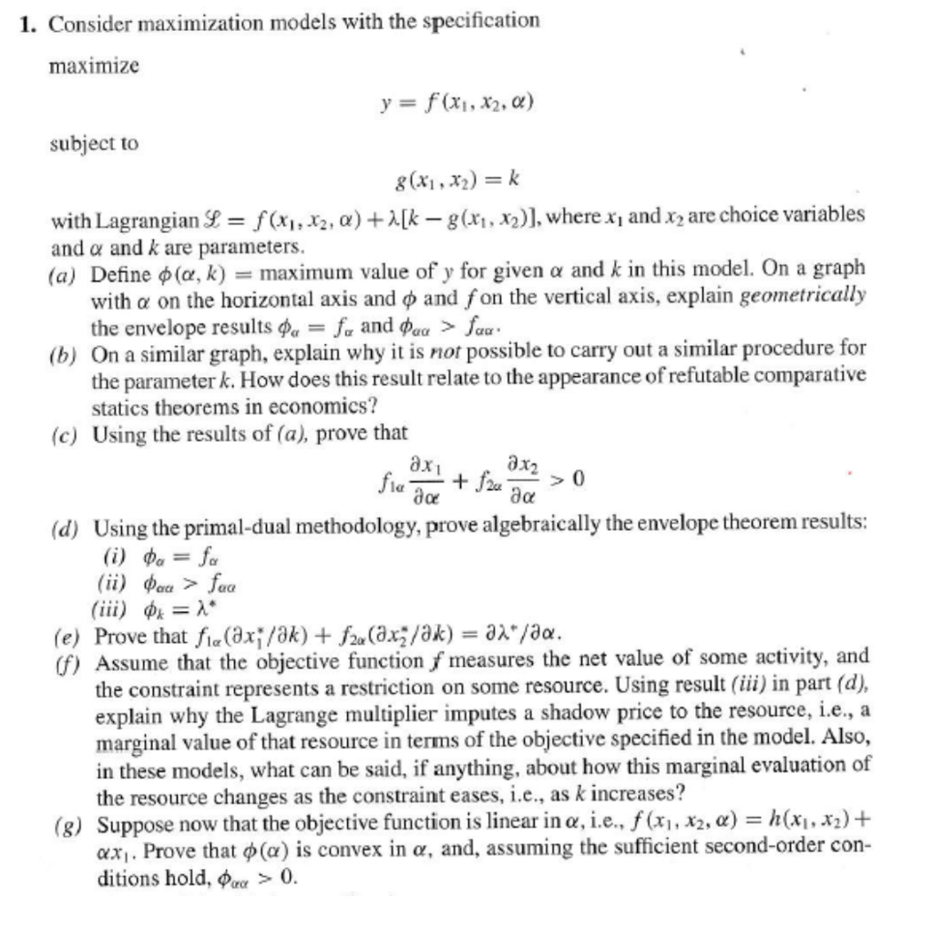 1. Consider maximization models with the | Chegg.com