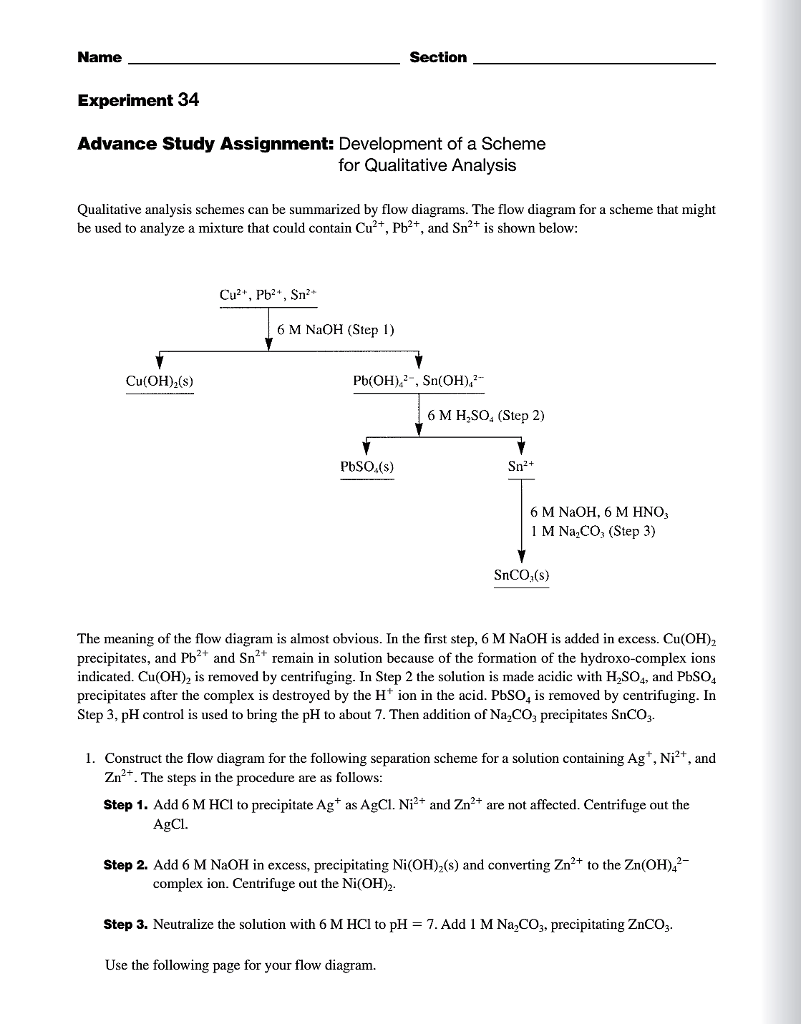 Solved Name Section Experiment 34 Advance Study Assignment: | Chegg.com