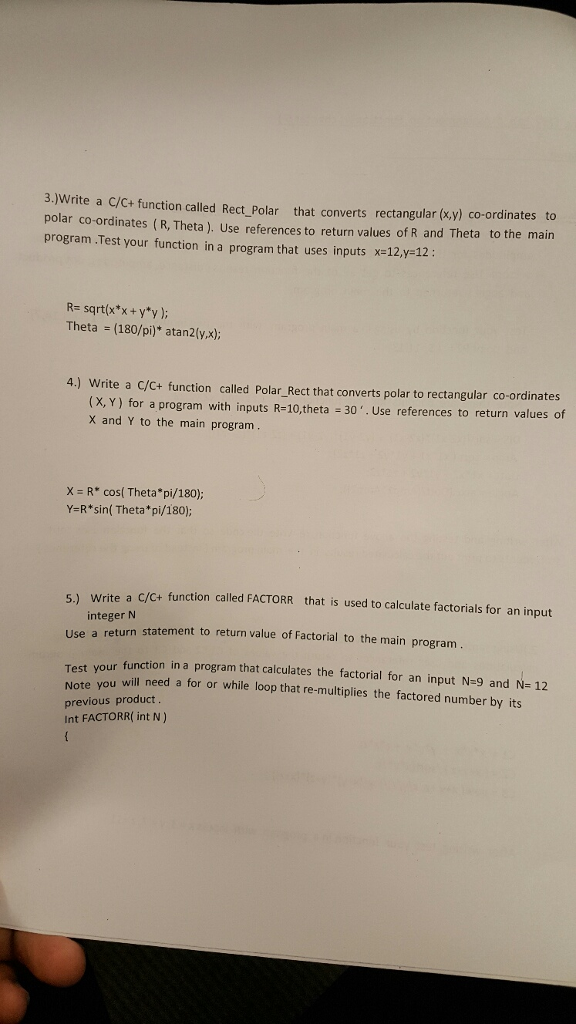 Solved Write a C/C+ function called Rect_Polar that converts | Chegg.com