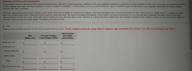 Solved Exercise 7-9 (Part Level Submission) Anna Garden | Chegg.com