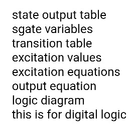 state output table sgate variables transition table | Chegg.com