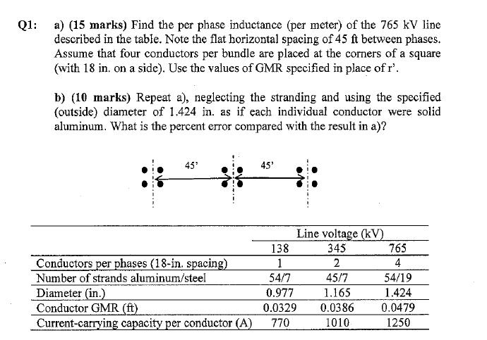 Solved Q A 15 Marks Find The Per Phase Inductance Per