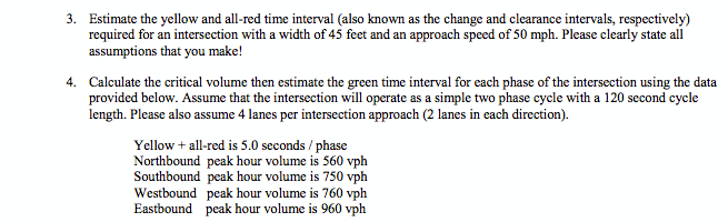 3. Estimate the yellow and all-red time interval | Chegg.com