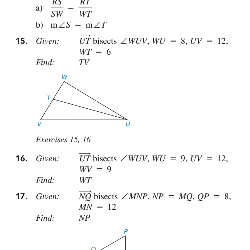 Solved RS RL a) SWWT UT bisects LWUV, WU-8, UV = 12. WT = 6 | Chegg.com
